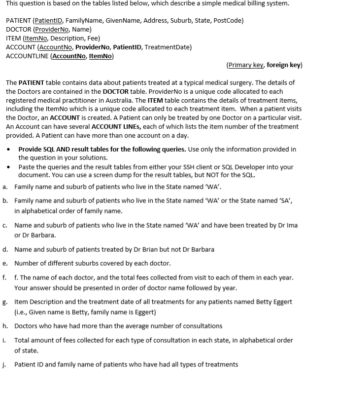 Solved This question is based on the tables listed below, | Chegg.com