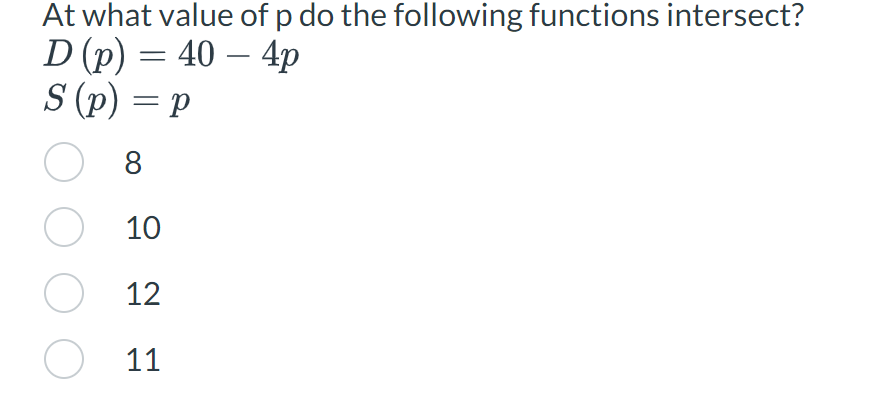 Solved At what value of p do the following functions | Chegg.com
