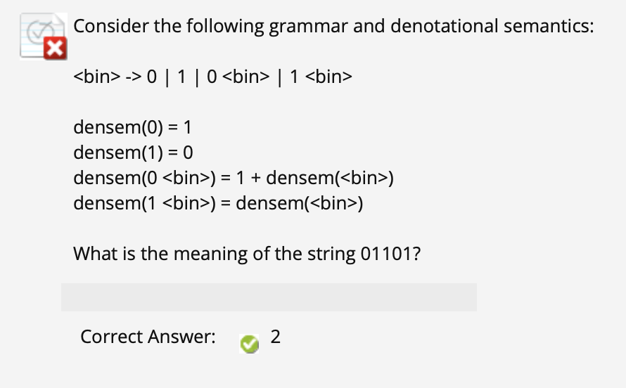 Solved Consider the following grammar and denotational | Chegg.com