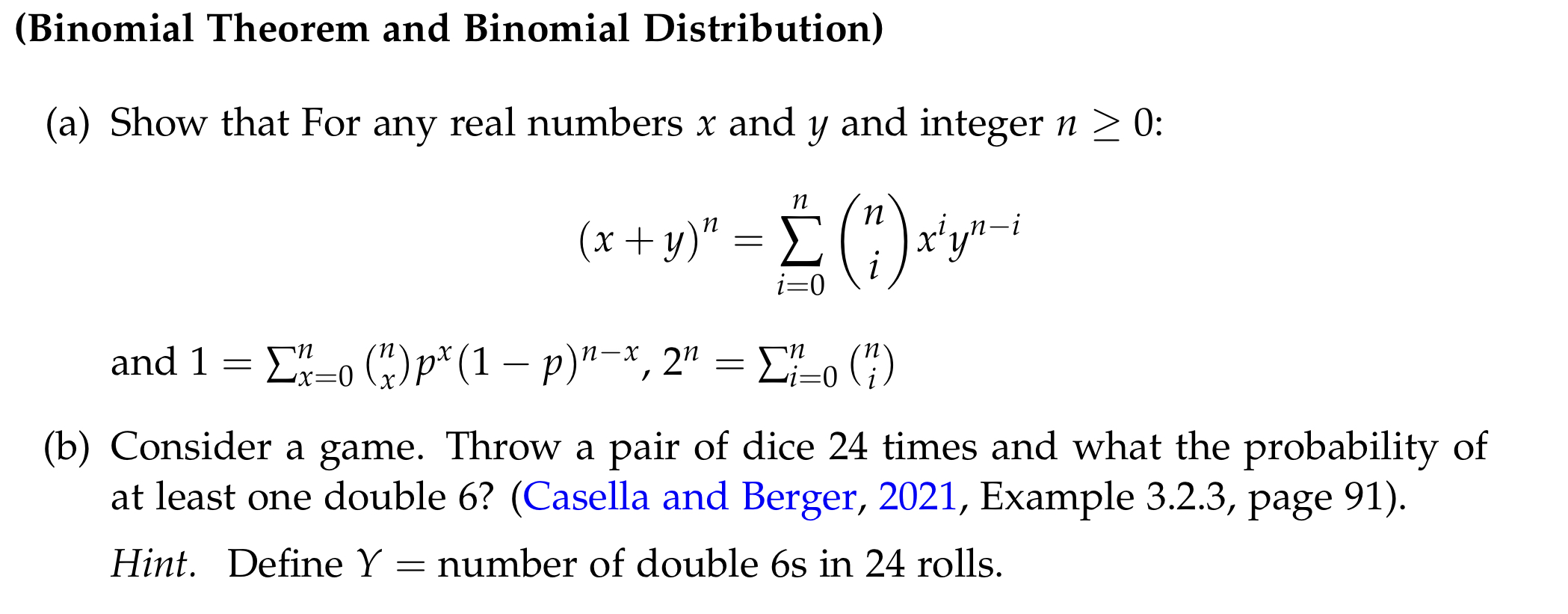Solved (Binomial Theorem and Binomial Distribution) (a) Show | Chegg.com