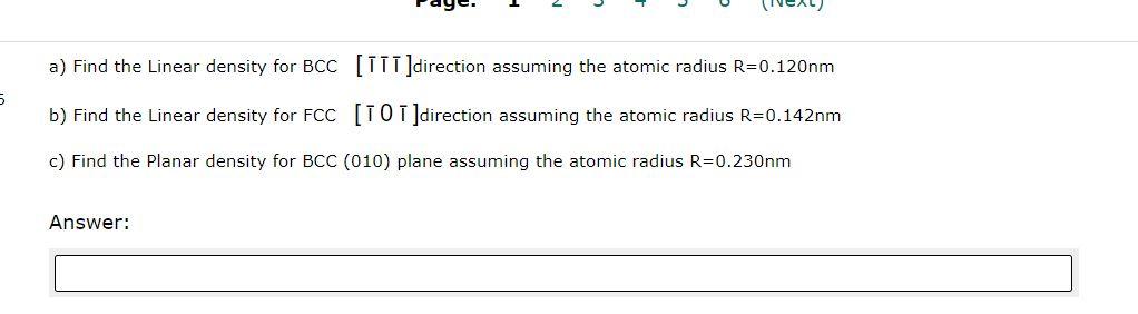 Solved a) Find the Linear density for BCC [TTT ]direction | Chegg.com