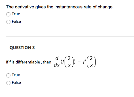 Solved The derivative gives the instantaneous rate of | Chegg.com