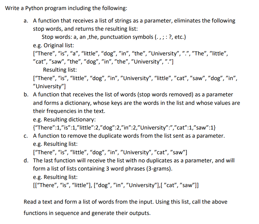 Solved te a Python program including the following: a. A | Chegg.com