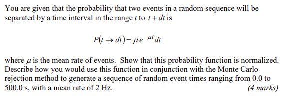 Solved You are given that the probability that two events in | Chegg.com