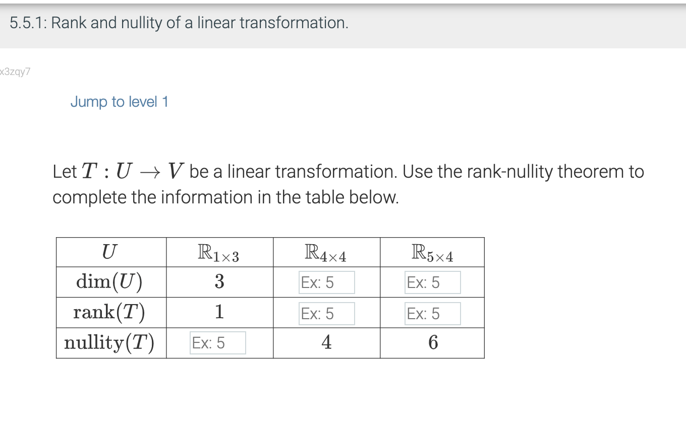 Solved 5.5.1: Rank and nullity of a linear transformation. | Chegg.com