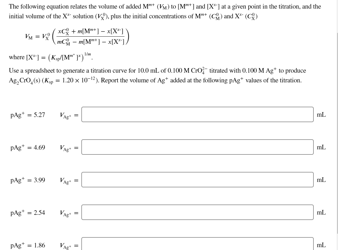 The following equation relates the volume of added | Chegg.com