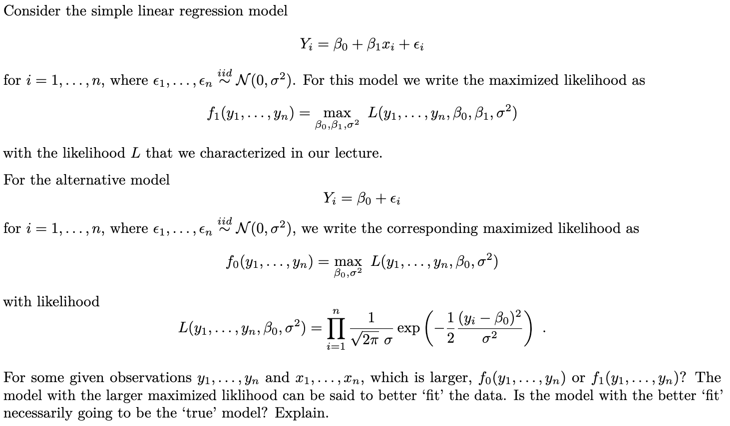 Solved Consider the simple linear regression model Yį = Bo + | Chegg.com