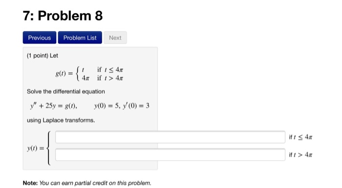 Solved 7: Problem 8 Previous Problem List Next (1 point) Let | Chegg.com