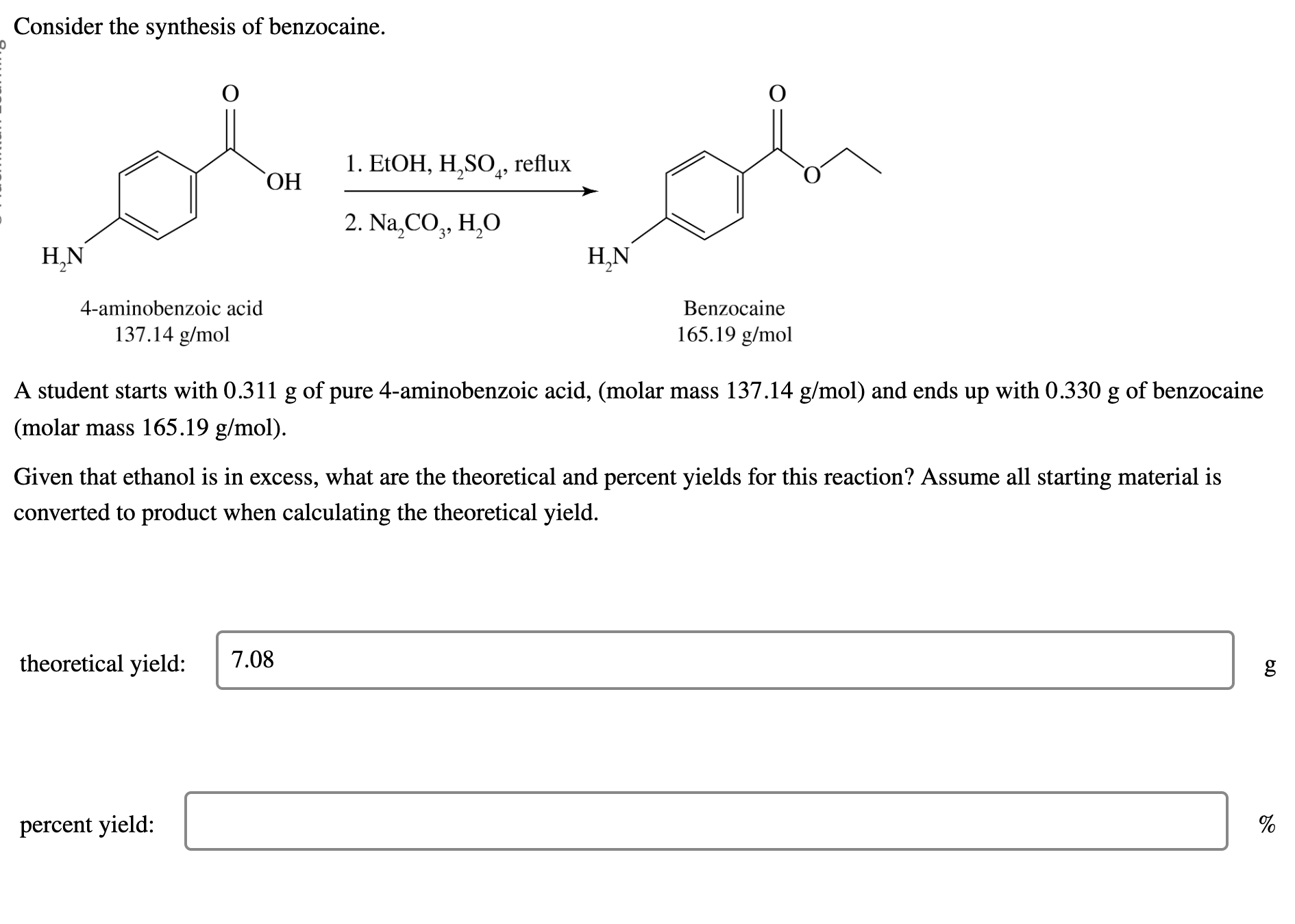 Solved Consider the synthesis of benzocaine. 4-aminobenzoic | Chegg.com