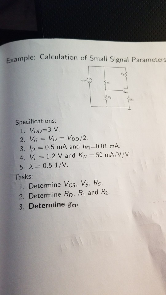 Solved Calculation of Small Signal Parameters Example: Rp | Chegg.com