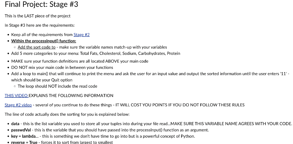 Solved This is the LAST piece of the project In Stage \#3 | Chegg.com