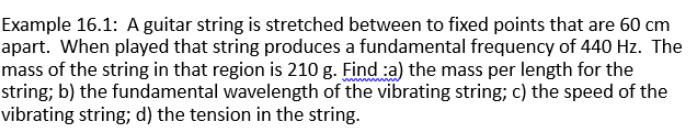 Solved Example 16.1: A guitar string is stretched between to | Chegg.com