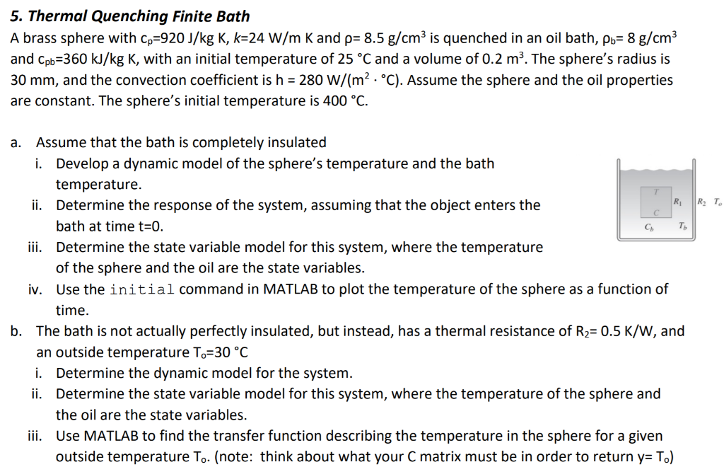5. Thermal Quenching Finite Bath A brass sphere with | Chegg.com
