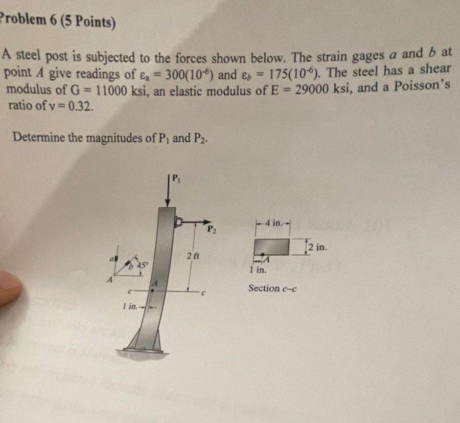 Problem 6 (5 Points) A steel post is subjected to the | Chegg.com