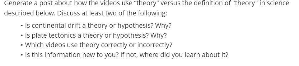 Solved Generate a post about how the videos use "theory" | Chegg.com