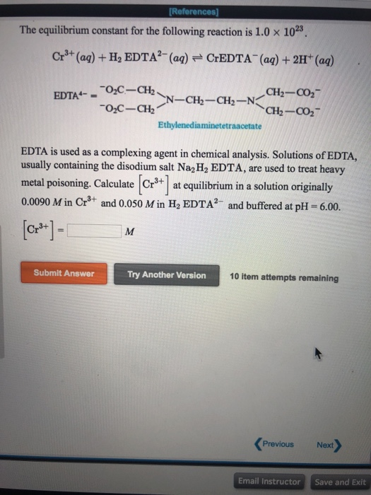 Solved The equilibrium constant for the following reaction | Chegg.com