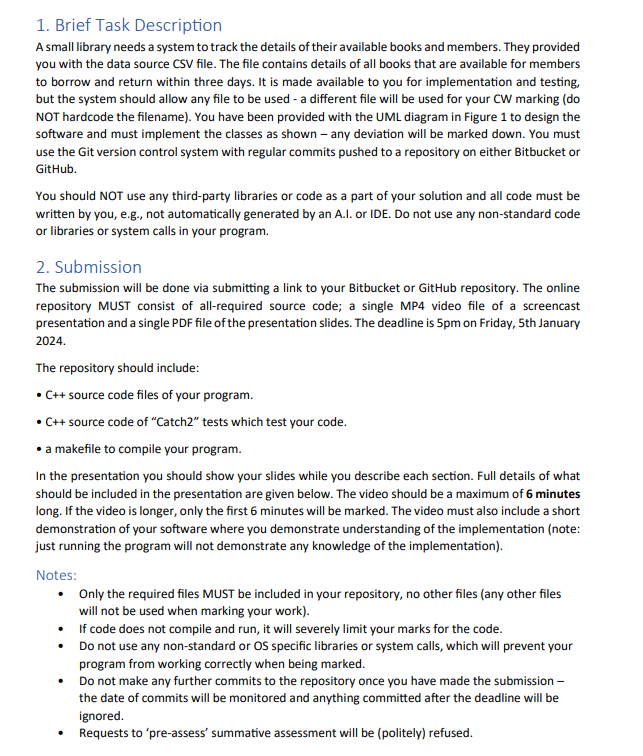 Solved Brief Task DescriptionA small library needs a system | Chegg.com