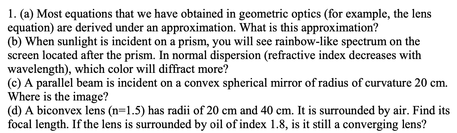Solved 1. (a) Most equations that we have obtained in | Chegg.com