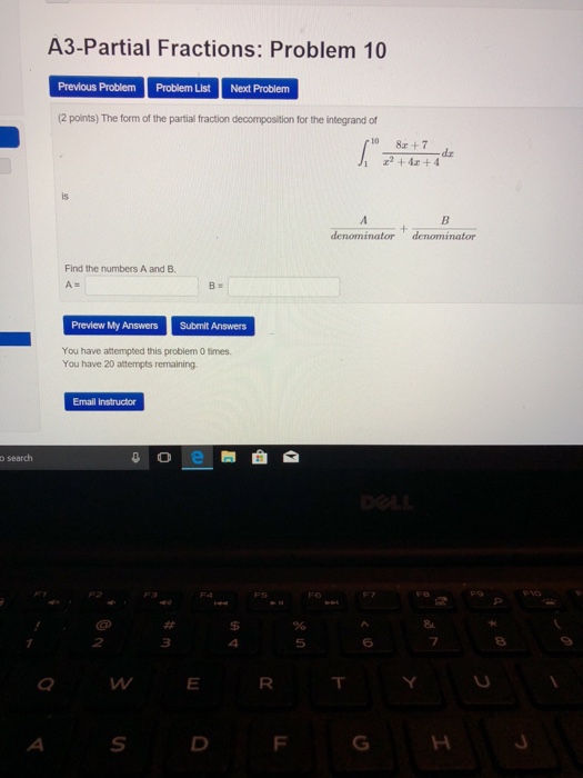 Solved A3-Partial Fractions: Problem 10 Previous Problem | Chegg.com