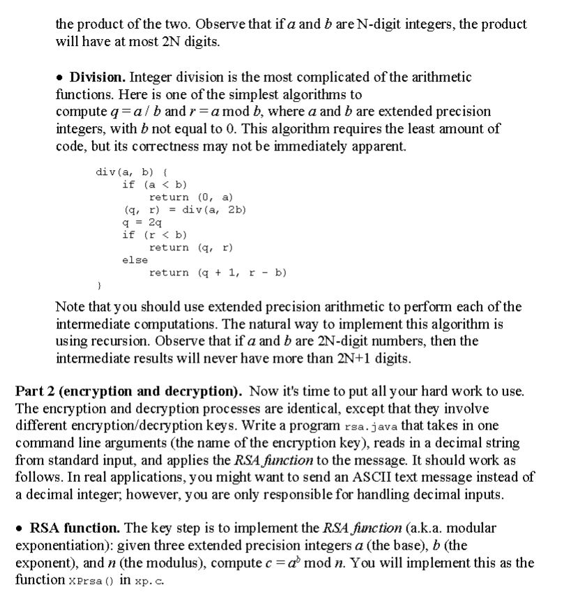 RSA Public-Key Cryptosystem Overview. Write a program | Chegg.com