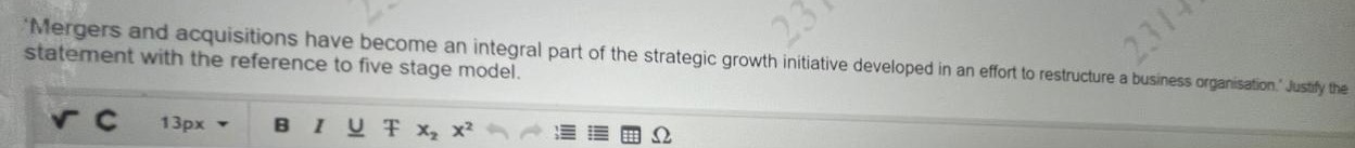 Solved 'Mergers and acquisitions have become an integral | Chegg.com