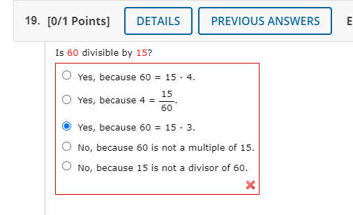 Solved 19. [0/1 Points] DETAILS PREVIOUS ANSWERS E Is 60 | Chegg.com