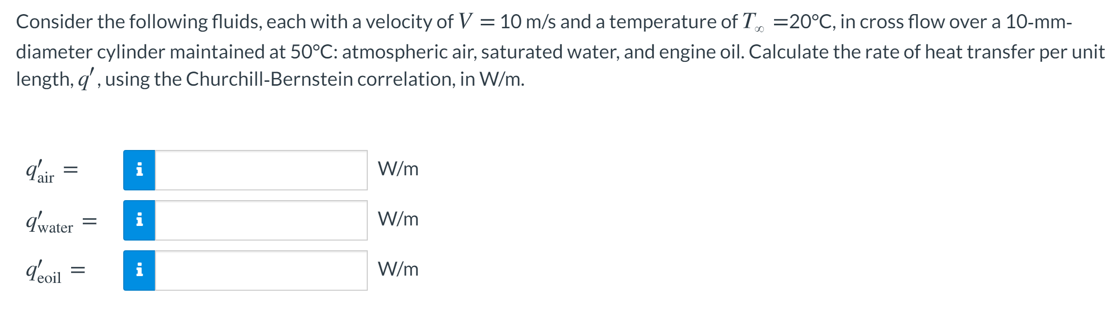 Solved Consider the following fluids, each with a velocity | Chegg.com
