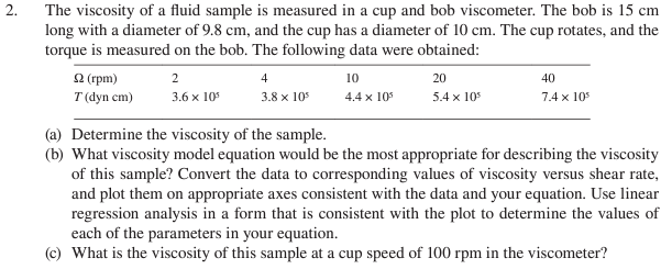 Solved The viscosity of a fluid sample is measured in a cup | Chegg.com