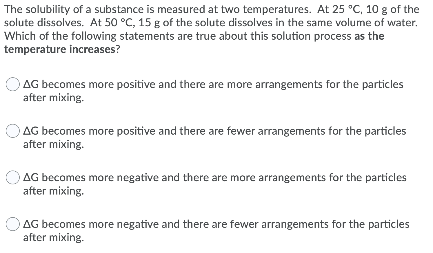 Solved The solubility of a substance is measured at two | Chegg.com