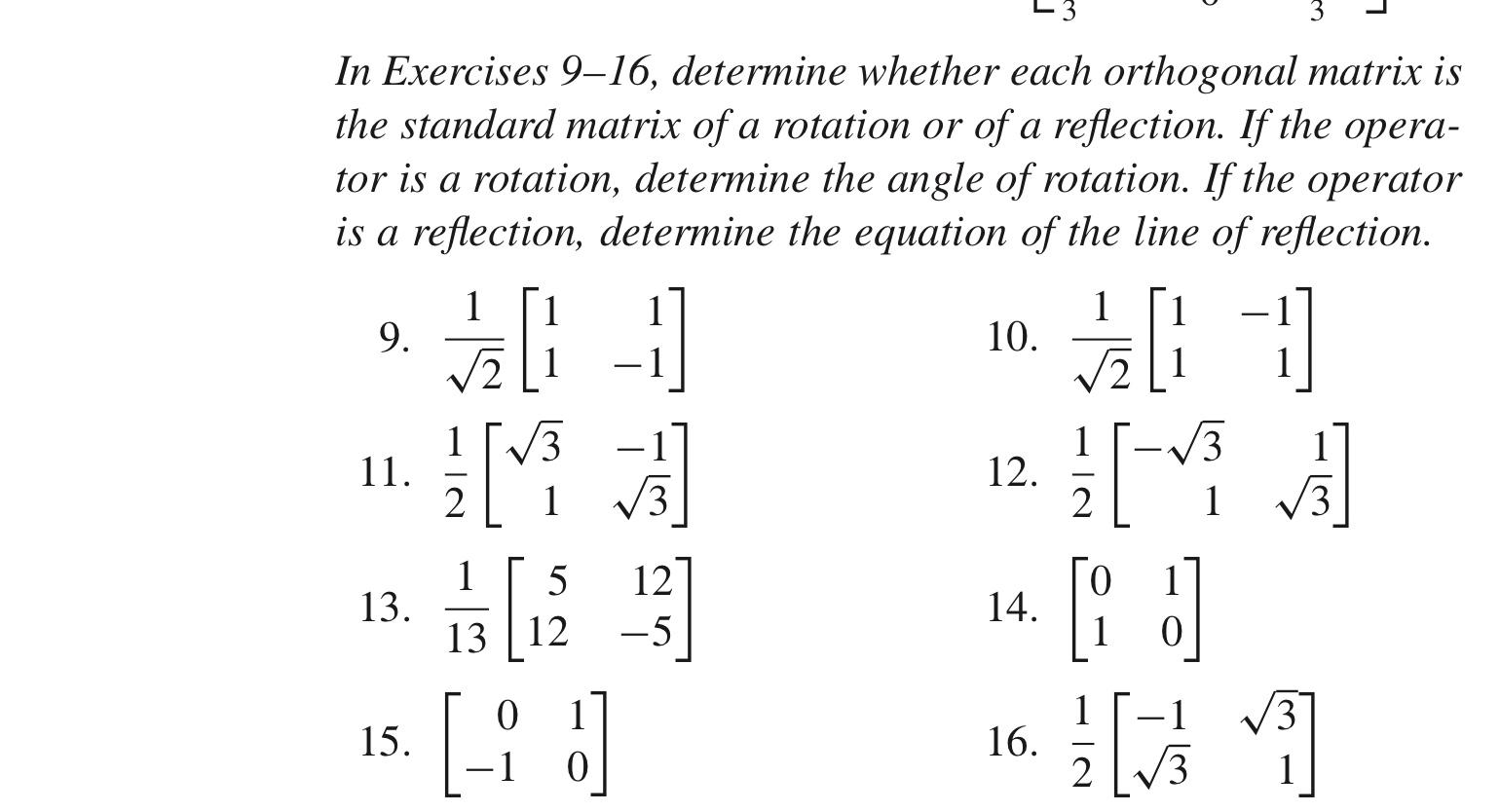 Solved In Exercises 9-16, determine whether each orthogonal | Chegg.com