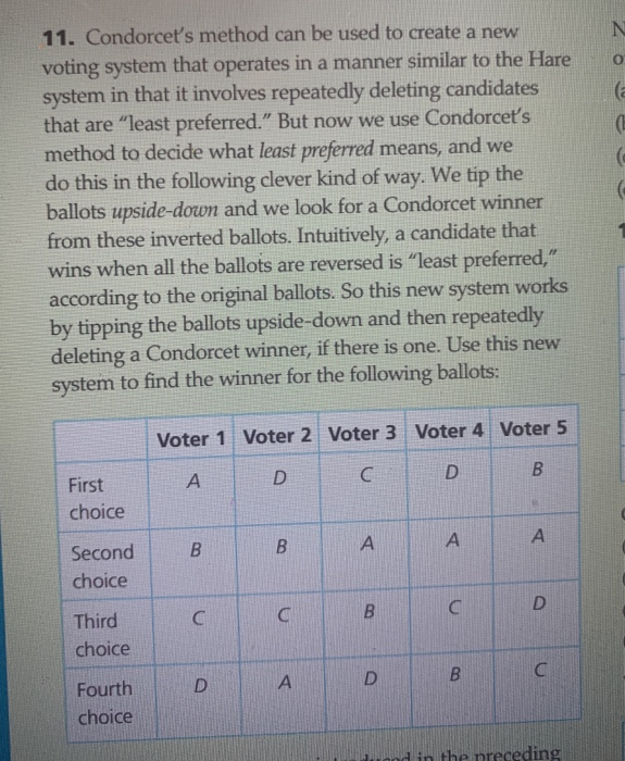 Solved N O ( C 11. Condorcet's method can be used to create | Chegg.com