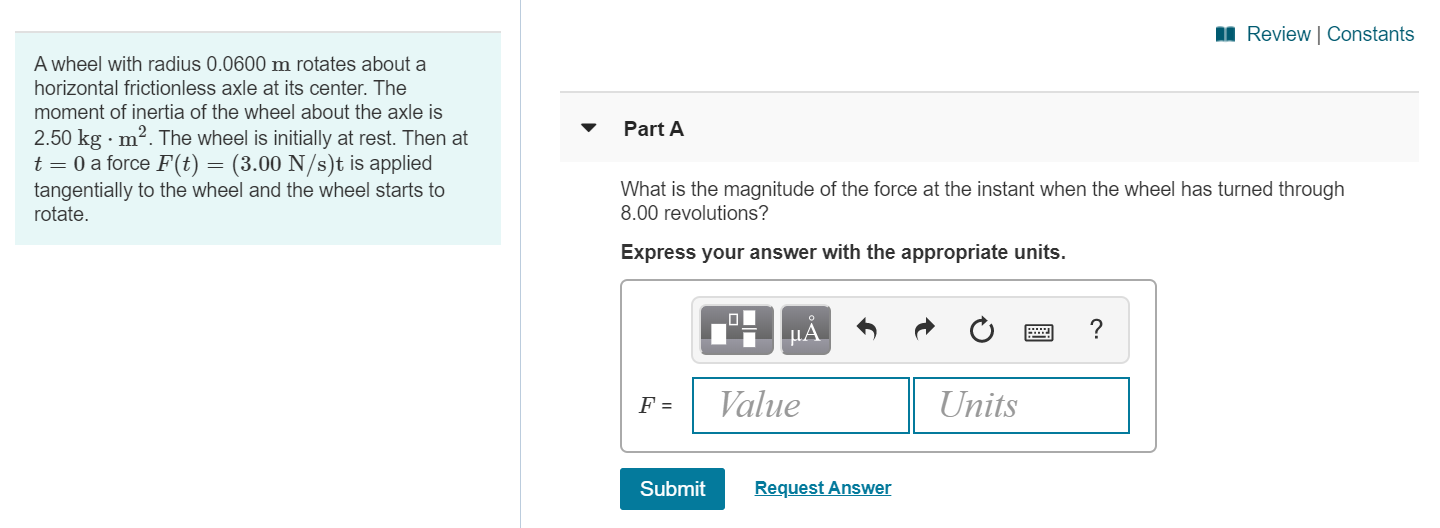 Solved Review | Constants A wheel with radius 0.0600 m | Chegg.com