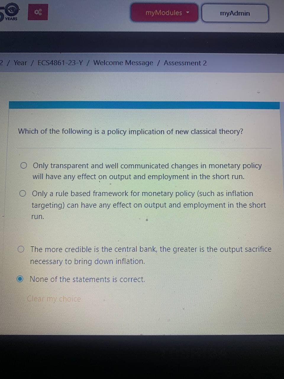 Solved Which Of The Following Is A Policy Implication Of New