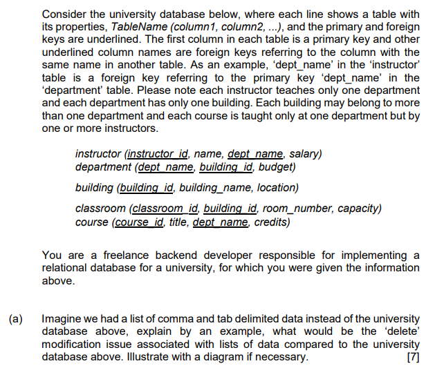 Solved Consider the university database below, where each | Chegg.com
