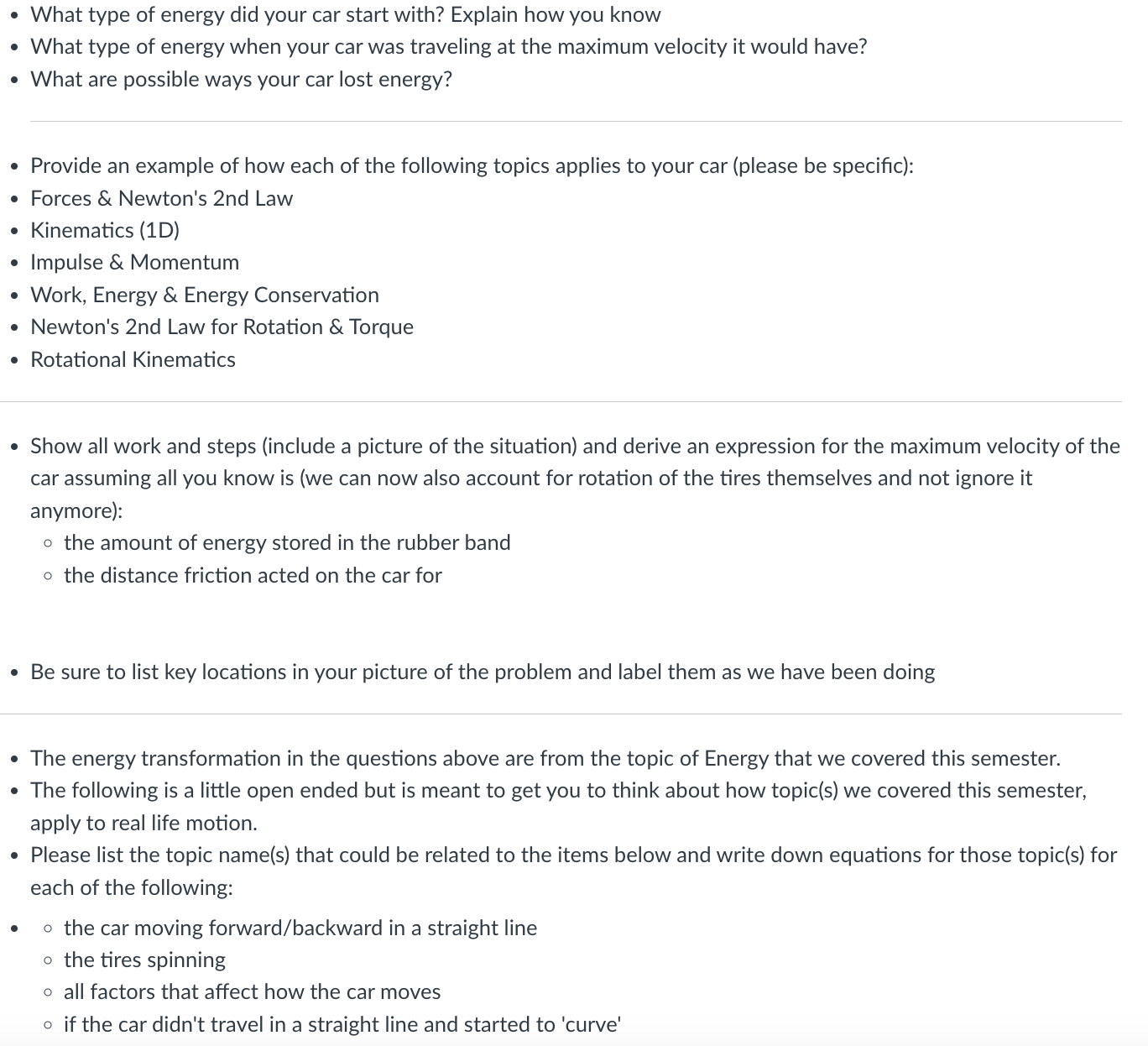 Solved - What type of energy did your car start with? | Chegg.com