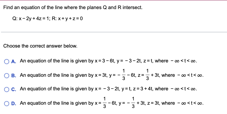 Solved Find an equation of the plane that passes through the | Chegg.com