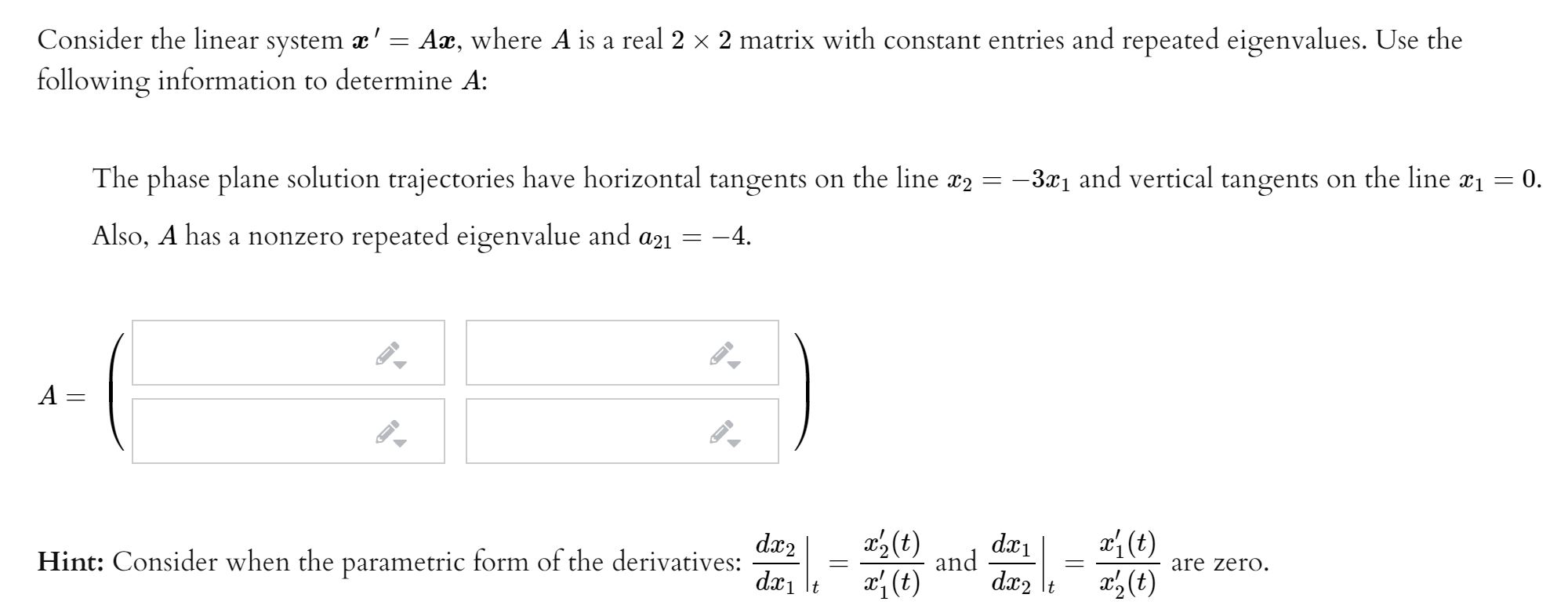 Solved Consider the linear system x' = Ax, where A is a real | Chegg.com