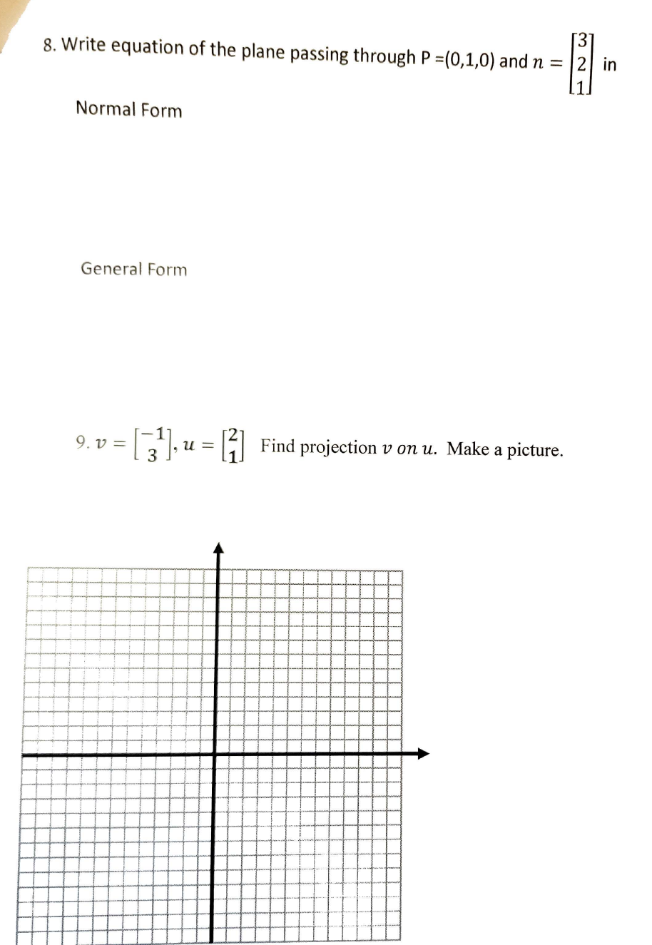 Solved 8 Write Equation Of The Plane Passing Through P