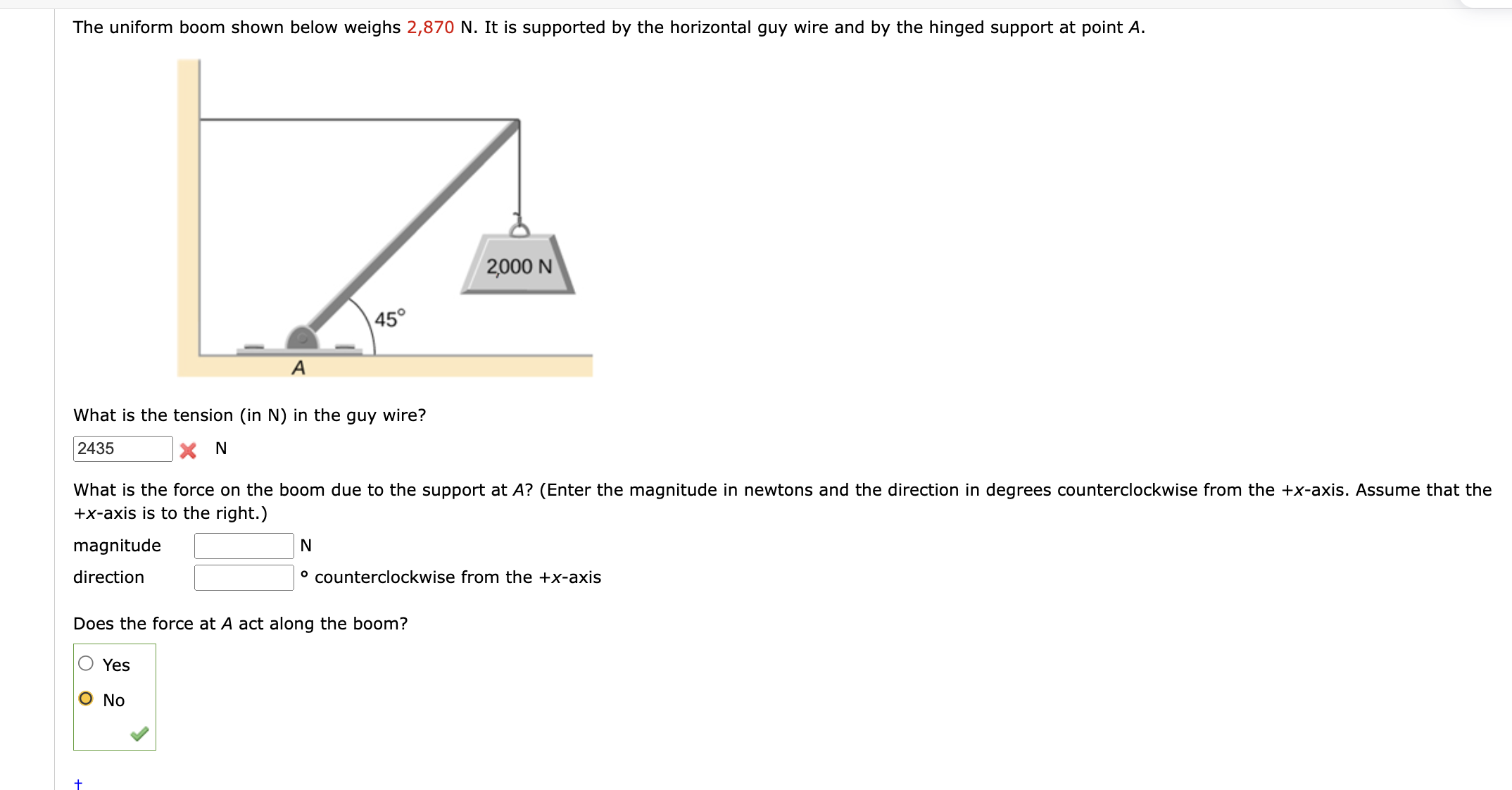 Solved What is the tension (in N ) in the guy wire? ₹ N What | Chegg.com