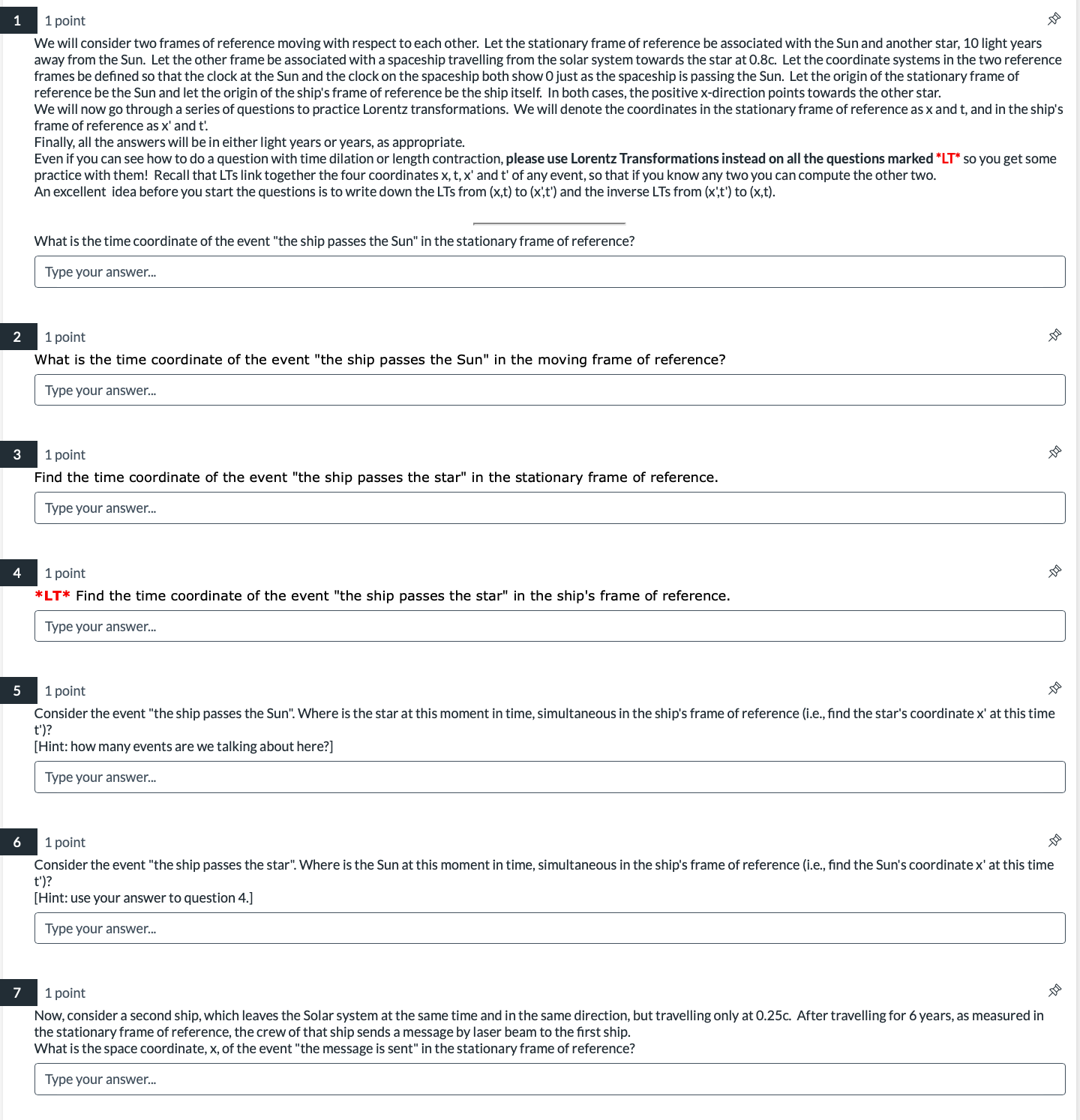 Solved 1 point We will consider two frames of reference | Chegg.com
