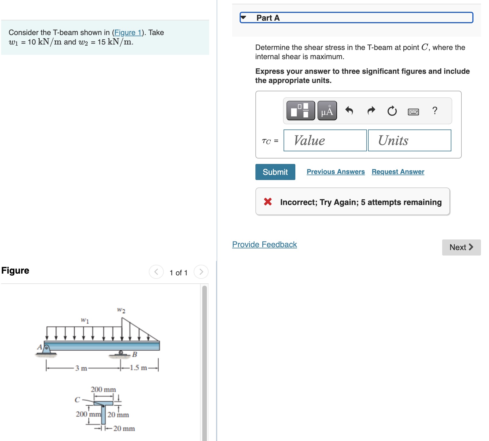 Solved Part AConsider the T-beam shown in (Figure 1). | Chegg.com