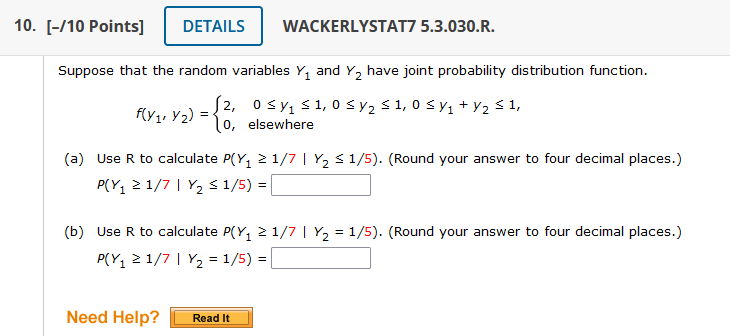 Solved Suppose that the random variables Y1 and Y2 have | Chegg.com