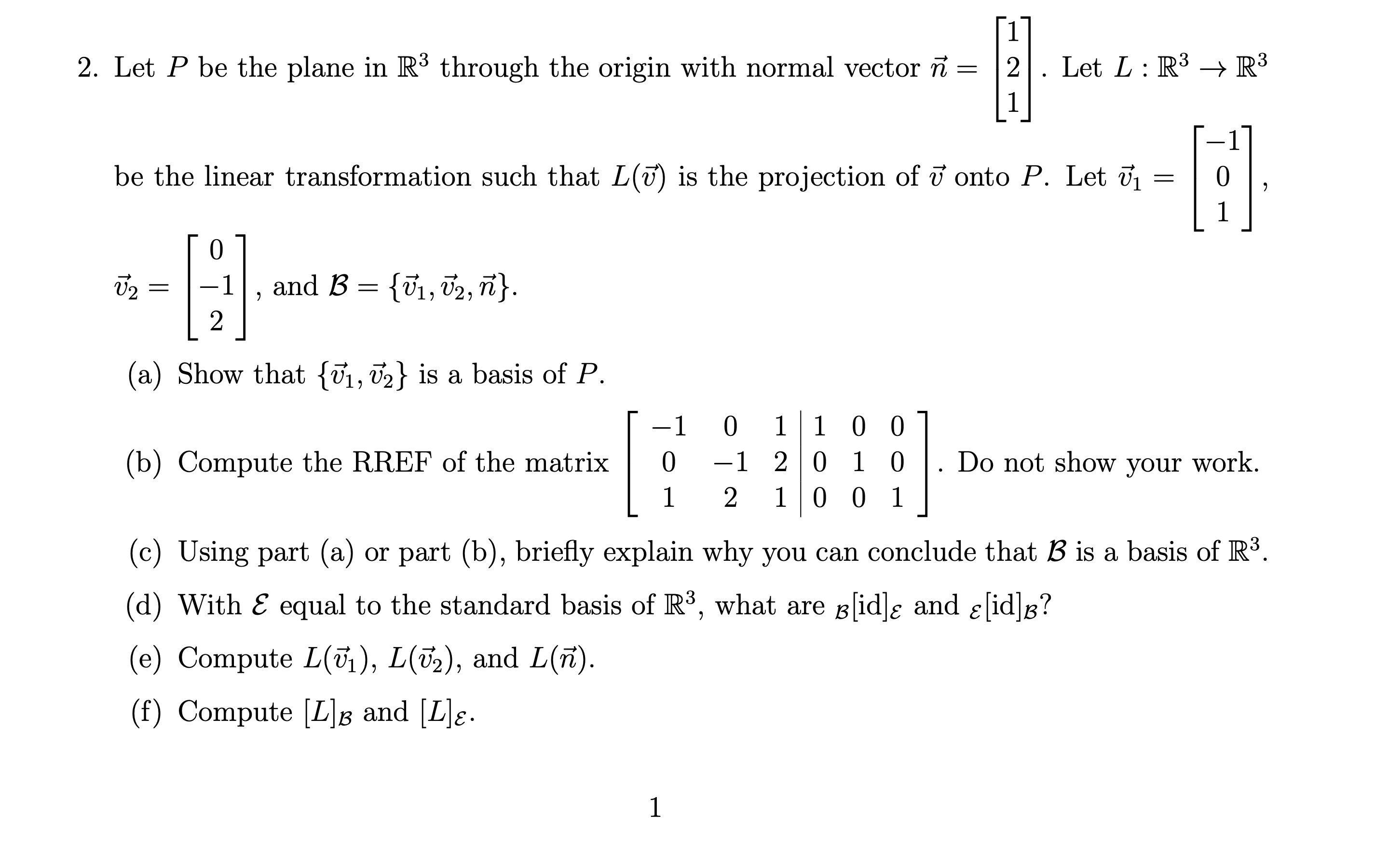 Solved 2. Let P be the plane in R3 through the origin with | Chegg.com