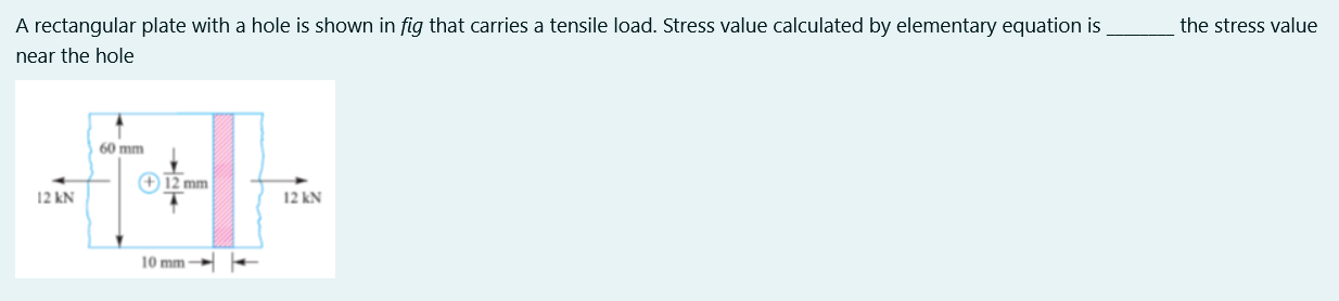 Solved the stress value A rectangular plate with a hole is | Chegg.com