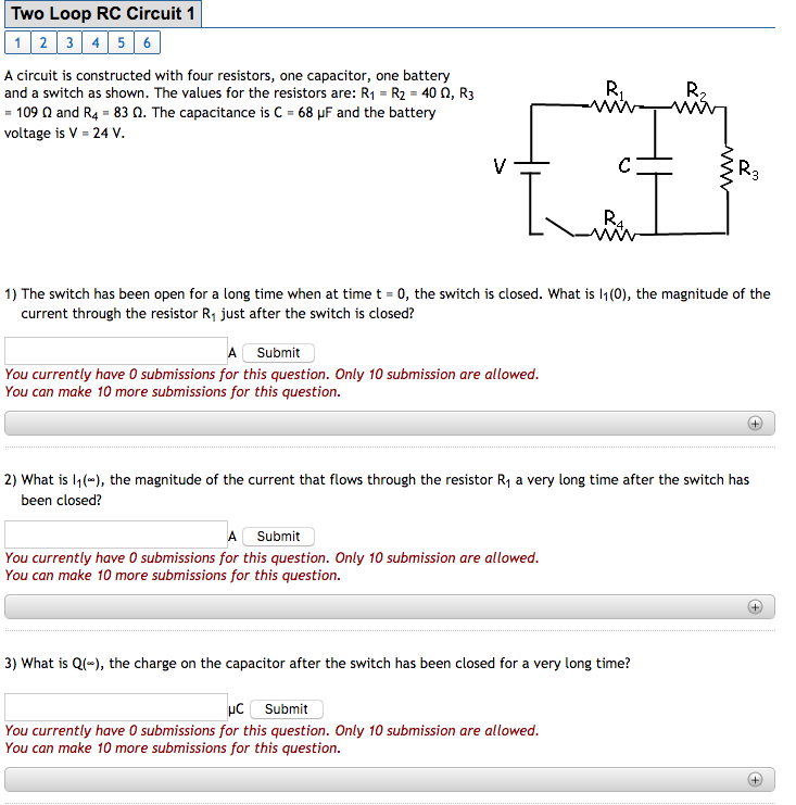 Solved Two Loop RC Circuit 1 1 2 3 4 5 6 A circuit is | Chegg.com