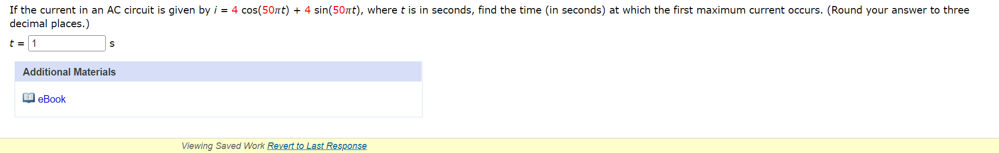 Solved decimal places.) t= | Chegg.com