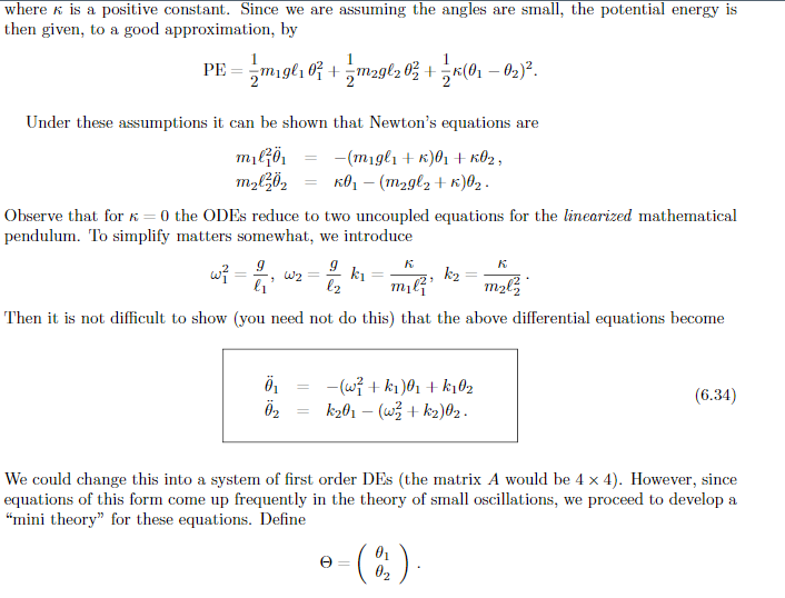 Solved #3. Coupled pendulums MA Кт a m m Figure 1 - Two | Chegg.com