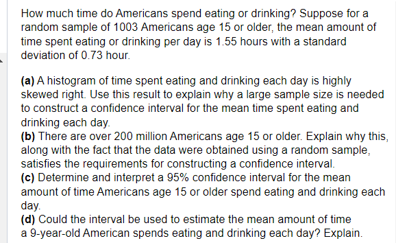 Solved How much time do Americans spend eating or drinking? | Chegg.com
