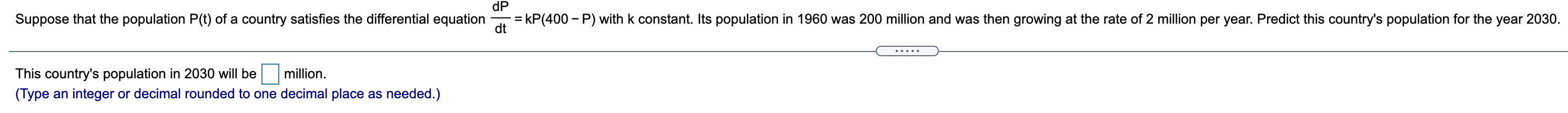 Solved dP Suppose that the population P(t) of a country | Chegg.com