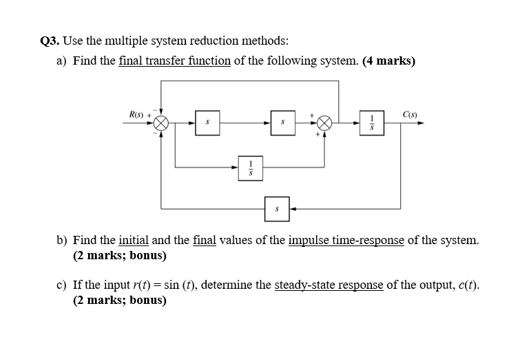 Solved Q3. Use the multiple system reduction methods: a) | Chegg.com